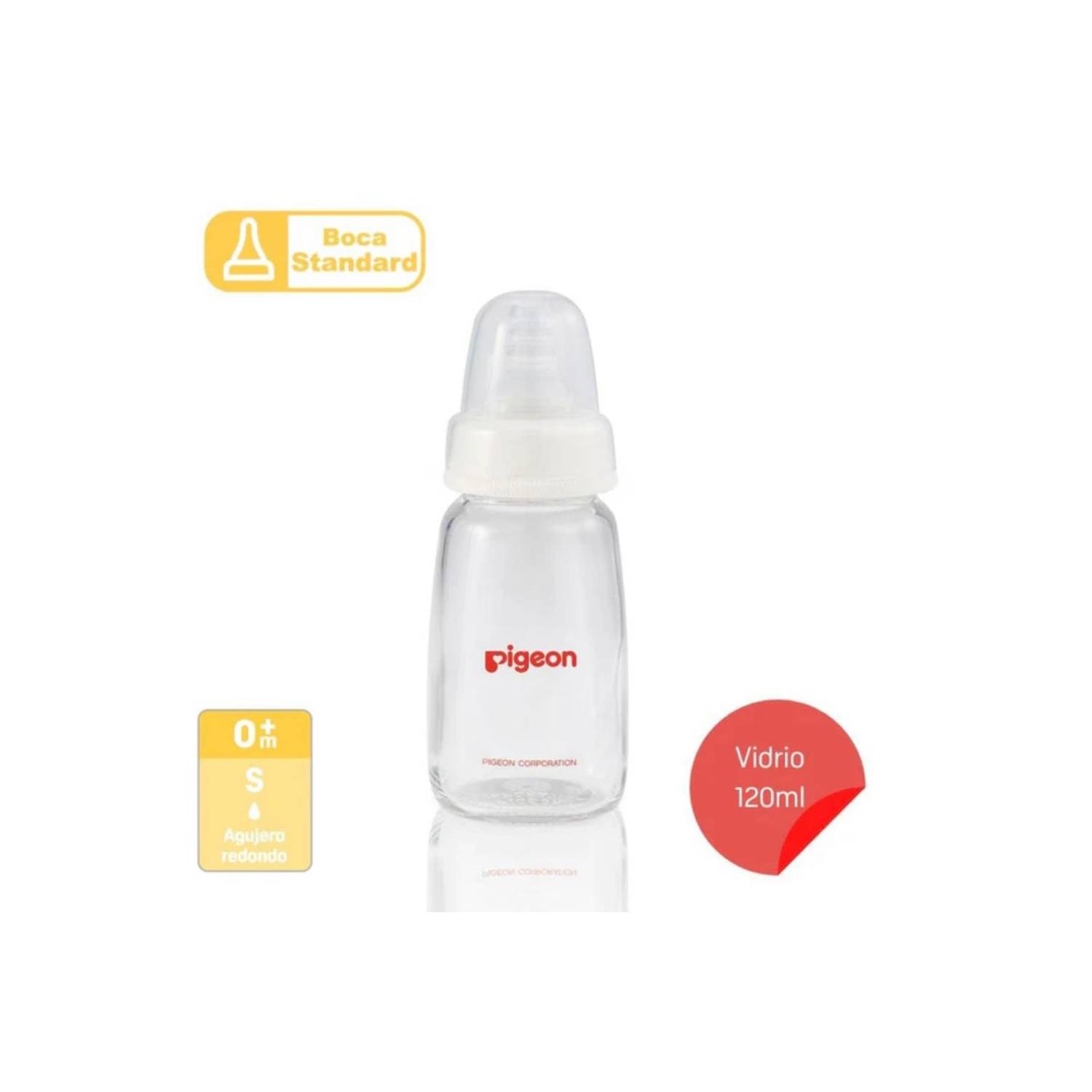 Biberón B/STD Vidrio Perist. S 120ML Pigeon SKU 00282 – Espacio Materno